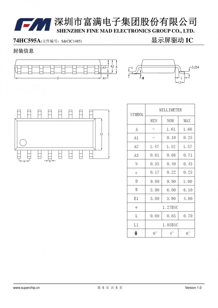 74HC595A datasheet page 5