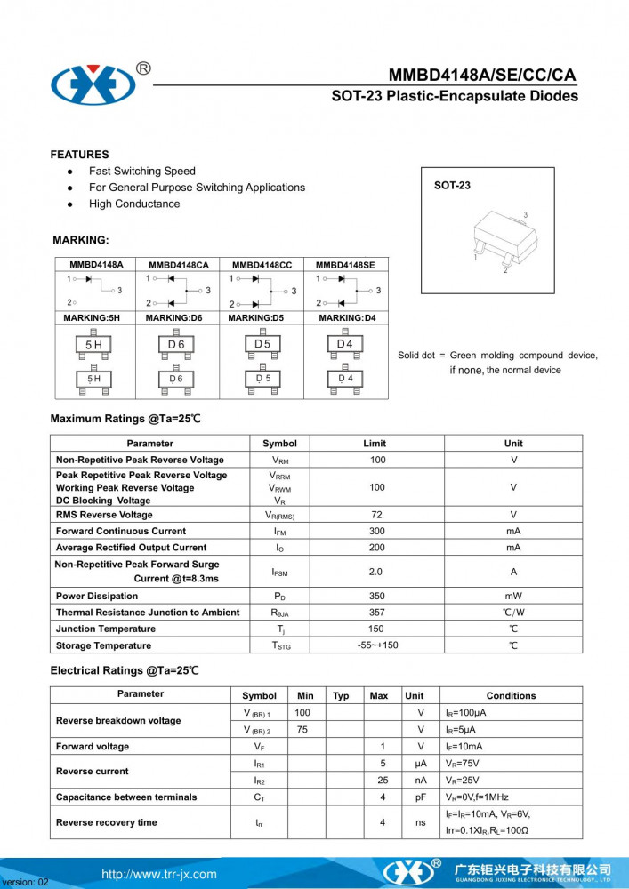 MMBD4148CC datasheet page 1