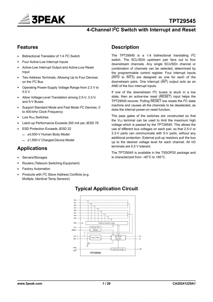 TPT29545 datasheet page 1
