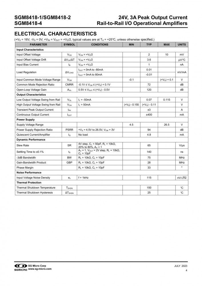 SGM8418 datasheet page 4