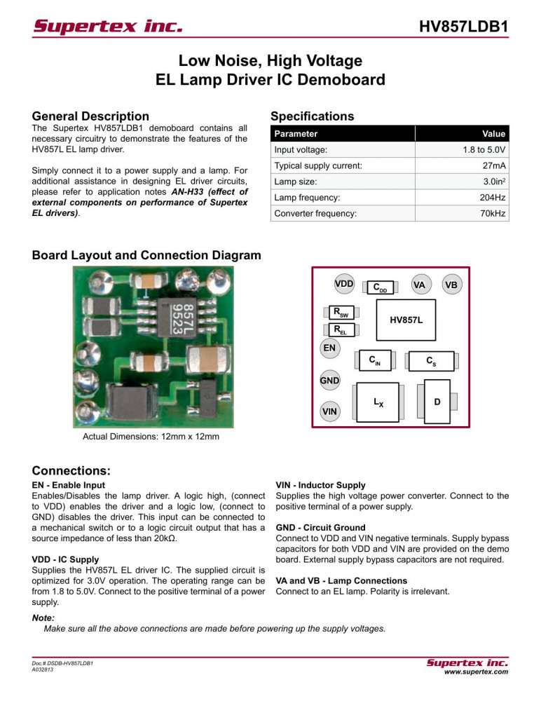 HV857LDB1 demoboard documentation page 1