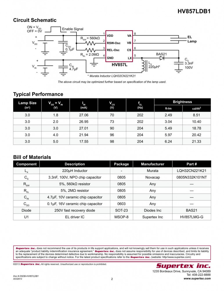 HV857LDB1 demoboard documentation page 2