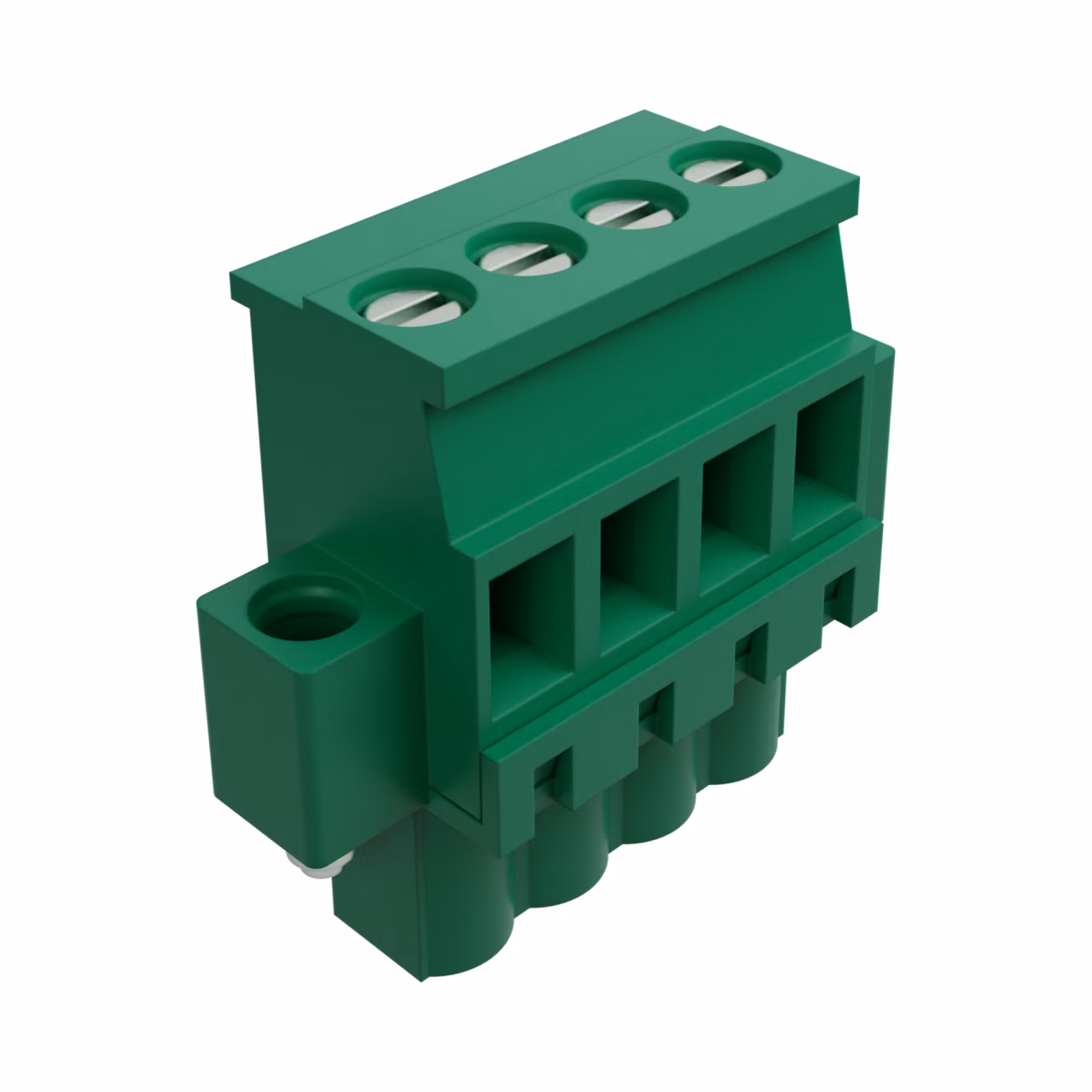 5.00mm Pitch Eurostyle Vertical Plug, with Retention Screws and Reverse Imprinting, Rear Wire Entry, Green Housing, 4 Circuits for sale