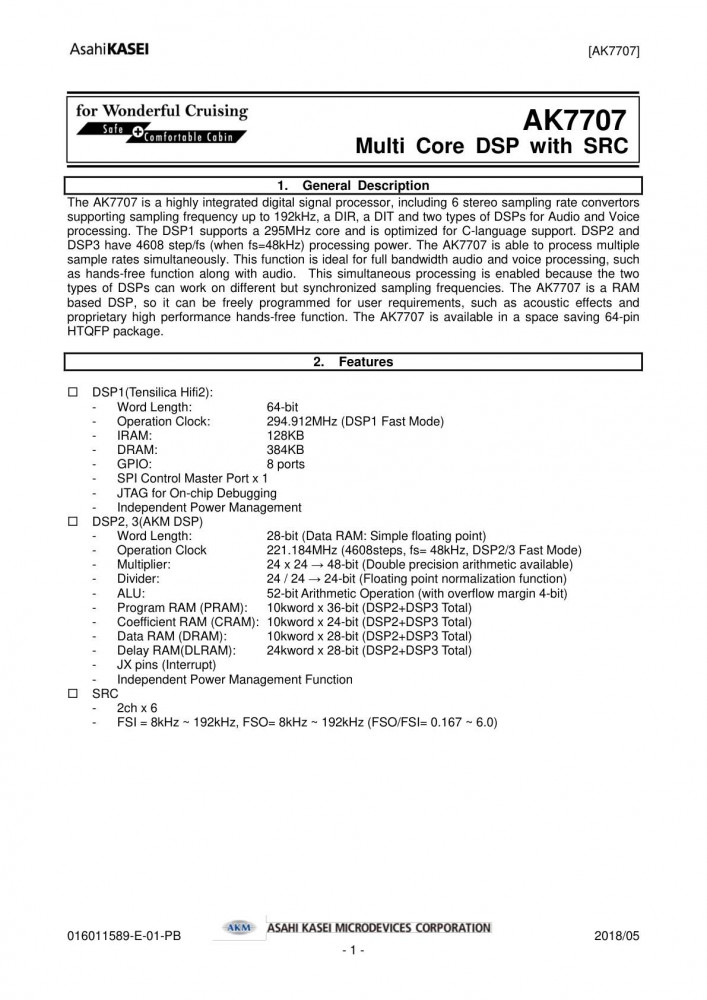 AK7707 document preview, page 1