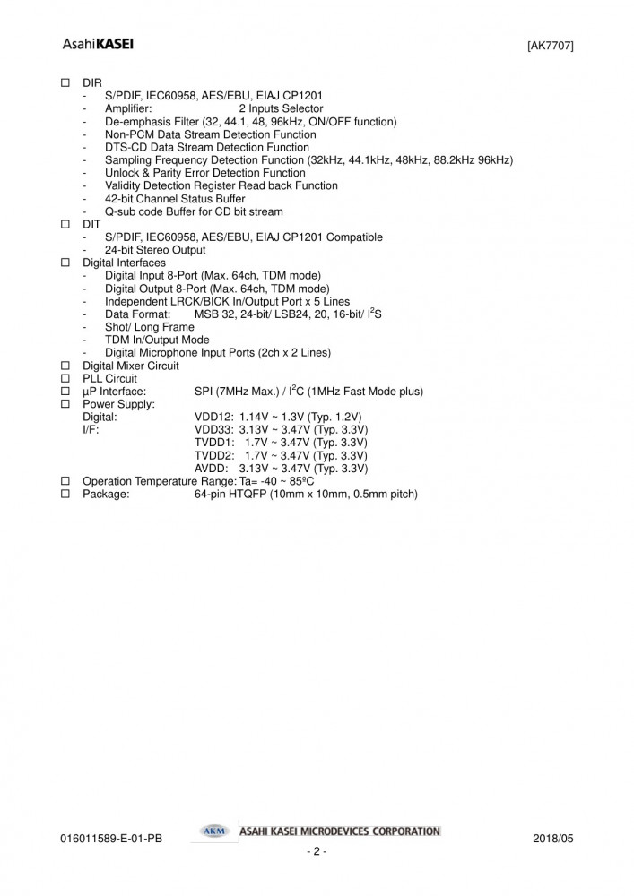 AK7707 document preview, page 2