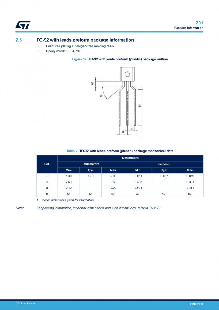 Z01 series datasheet page 10