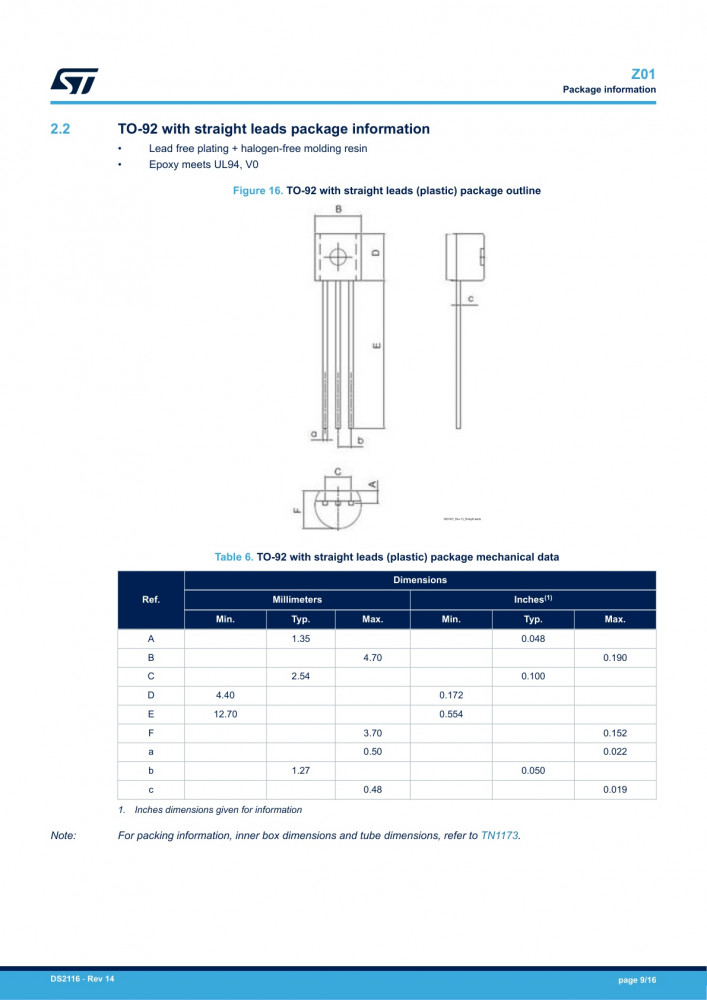 Z01 series datasheet page 9