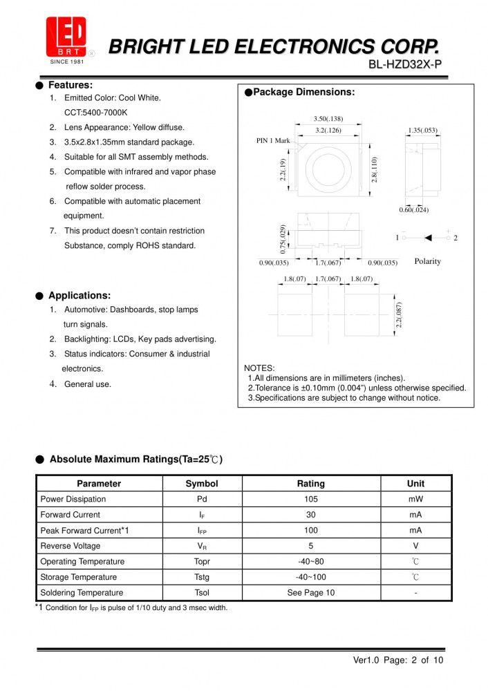 BL-HZD32X-P datasheet page 1