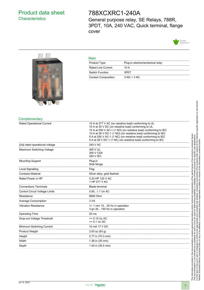 788XCXRC1240A technical document page 1