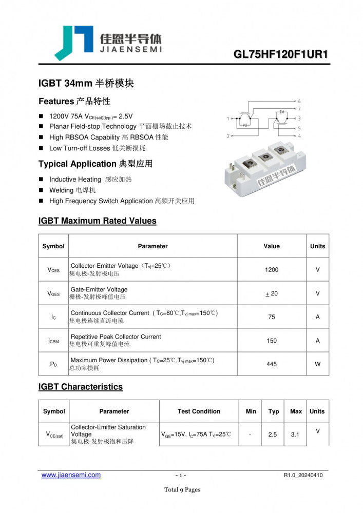 GL75HF120F1UR1 datasheet page 1
