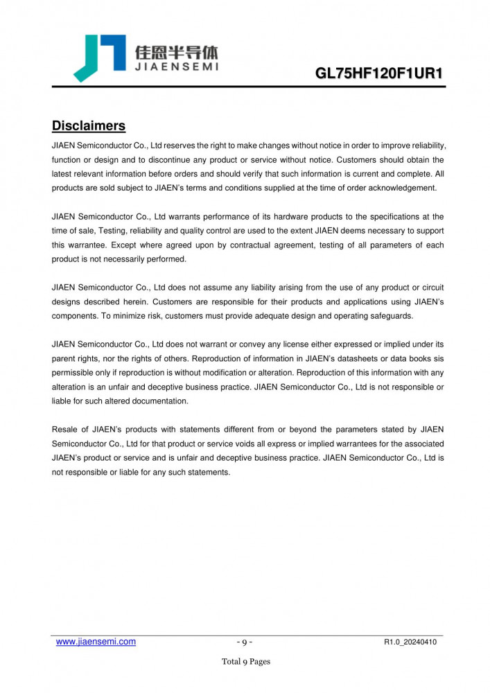 GL75HF120F1UR1 datasheet page 9
