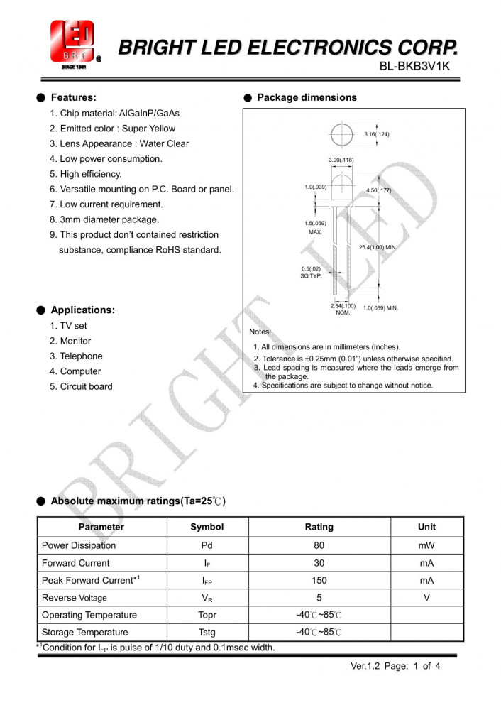 BL-BKB3V1K datasheet page 1
