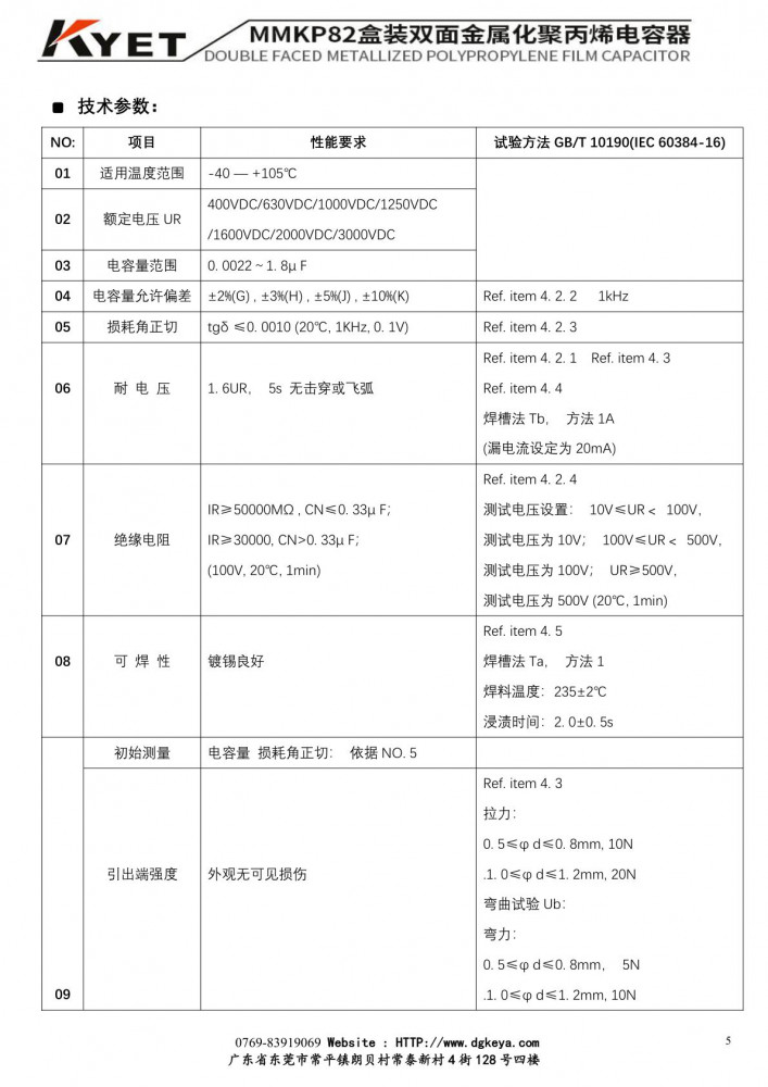 KYET MMKP273J3A1501 specification page 5