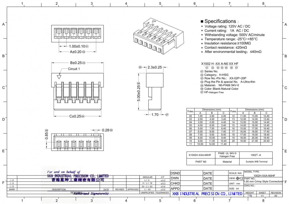 X1002H-06A-N0HF technical drawing page 1