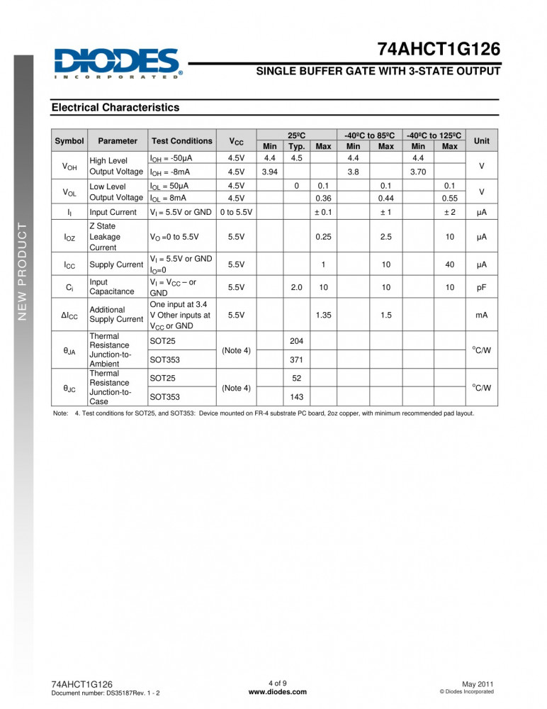 74AHCT1G126 datasheet page 4