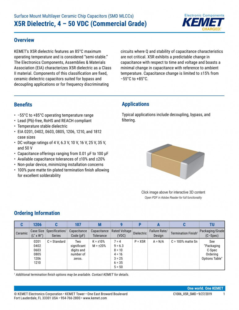 KEMET datasheet page 1