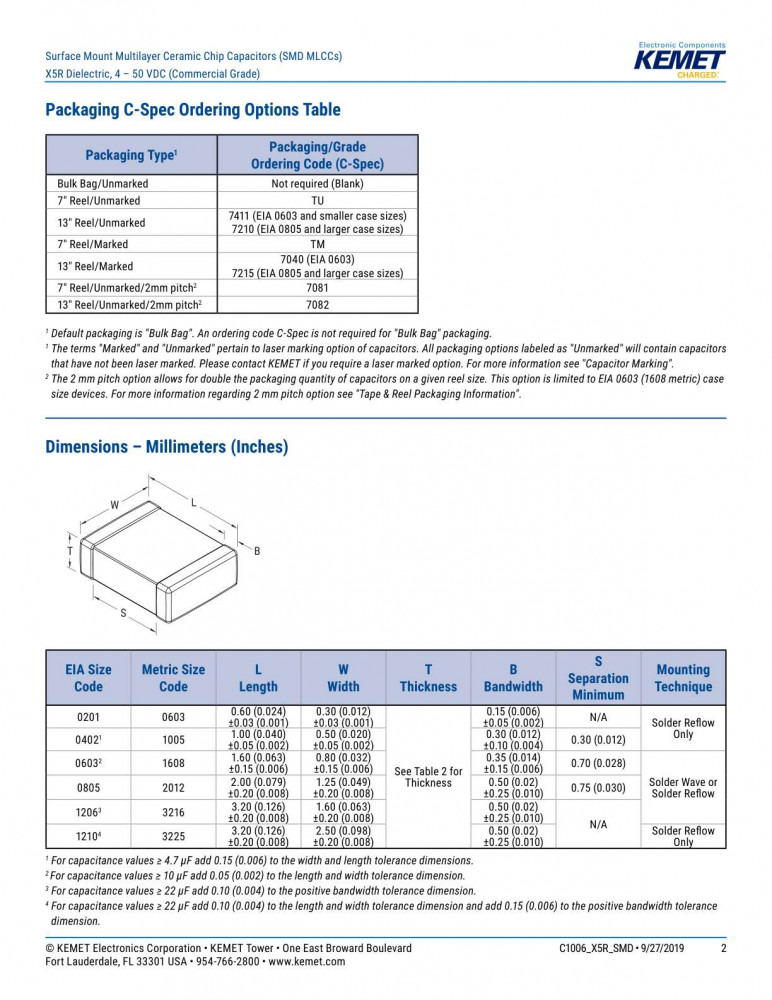 KEMET datasheet page 2