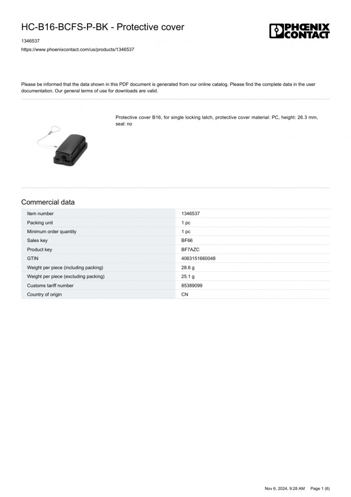 Phoenix Contact 1346537 document page 1