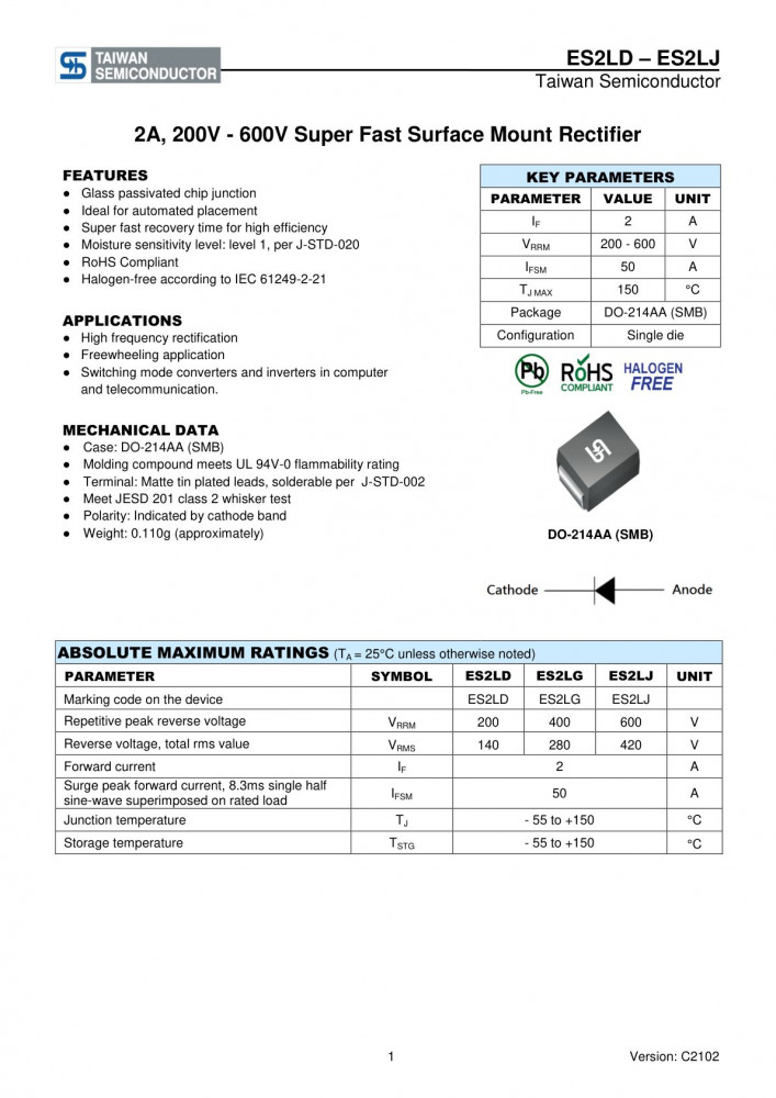 ES2LJ datasheet page 1