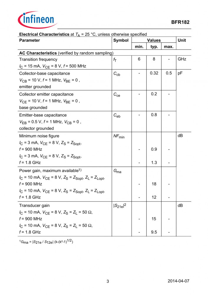 BFR182E6327 technical document page 3