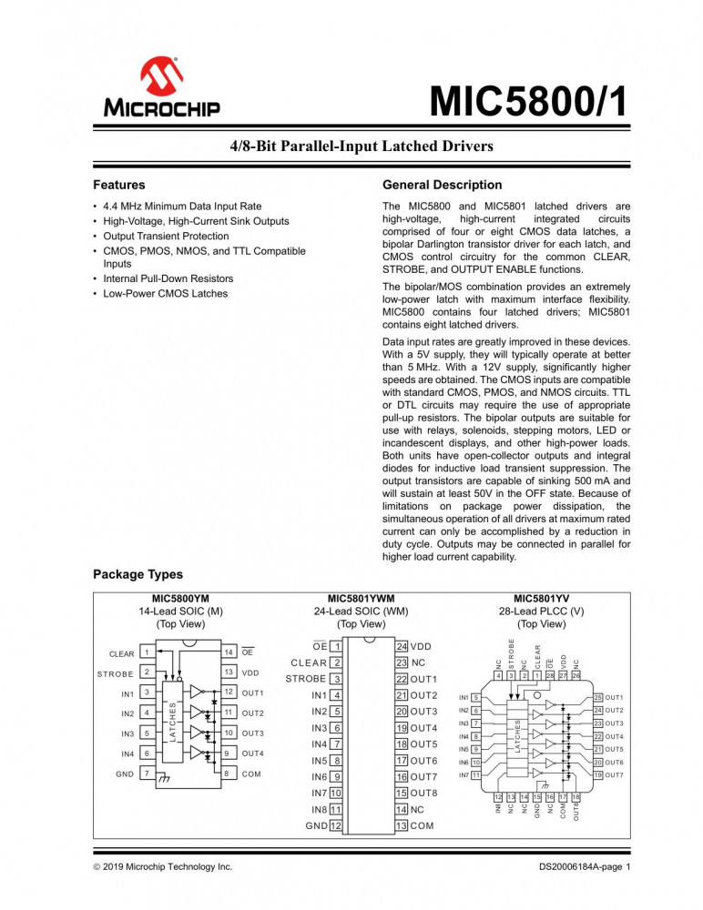 MIC5801 technical document page 1