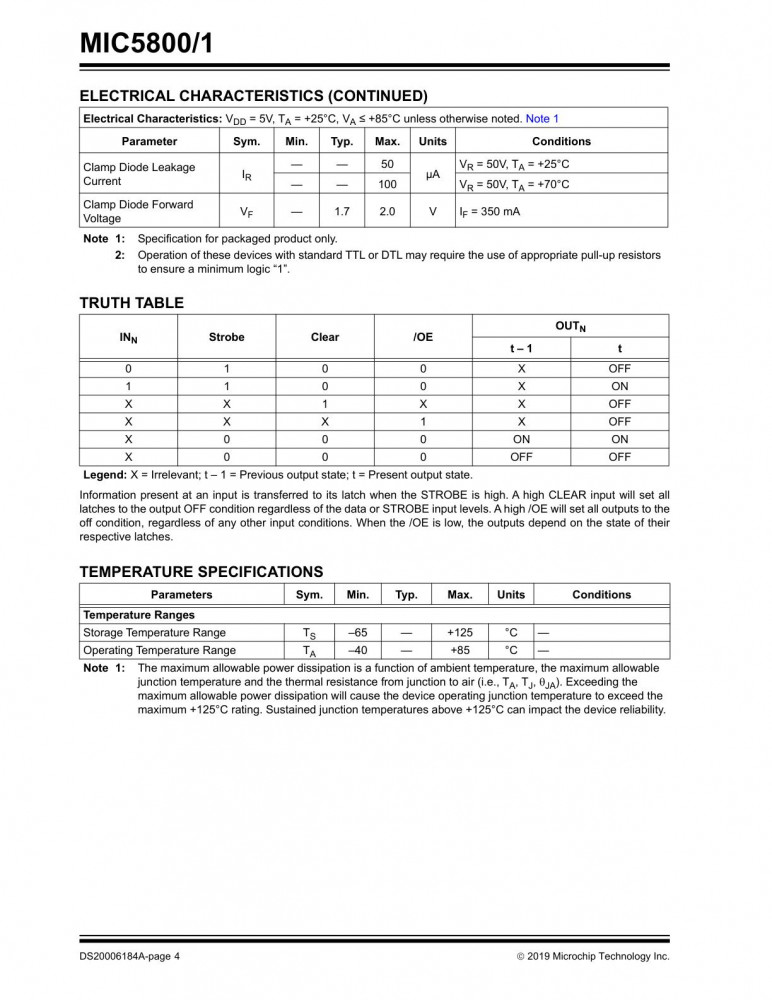 MIC5801 technical document page 4