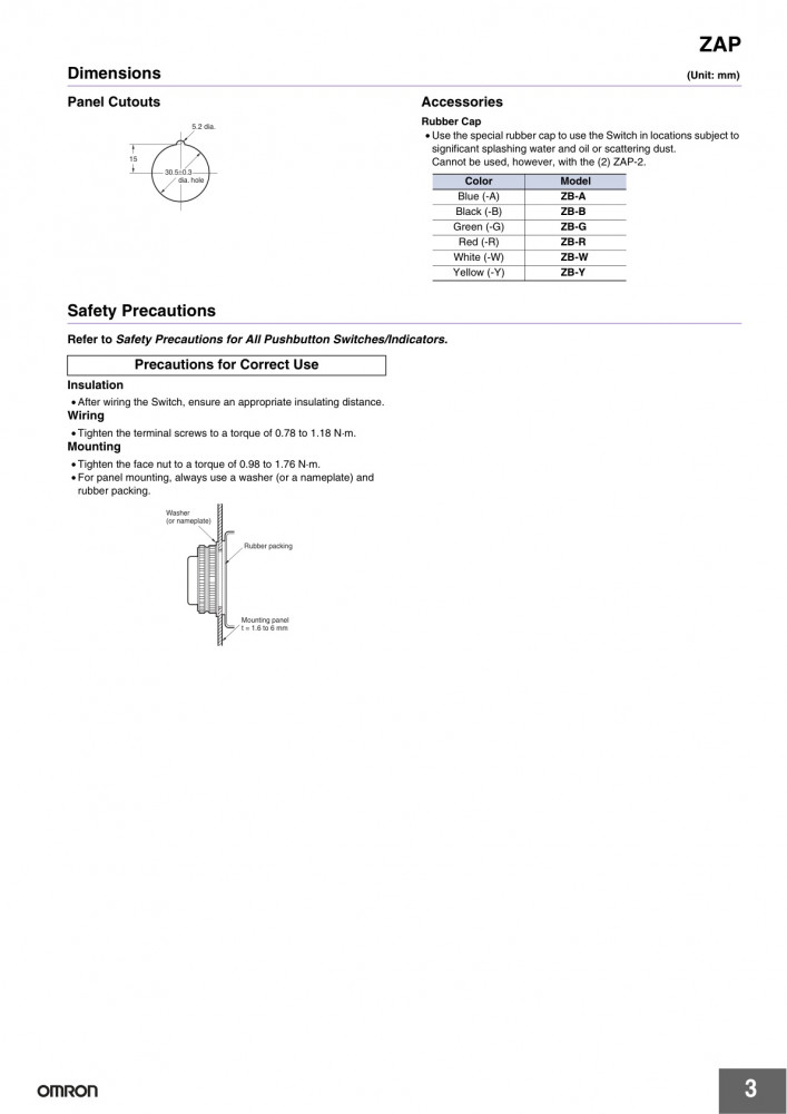 OMRON 2ZAP-Y technical document page 3