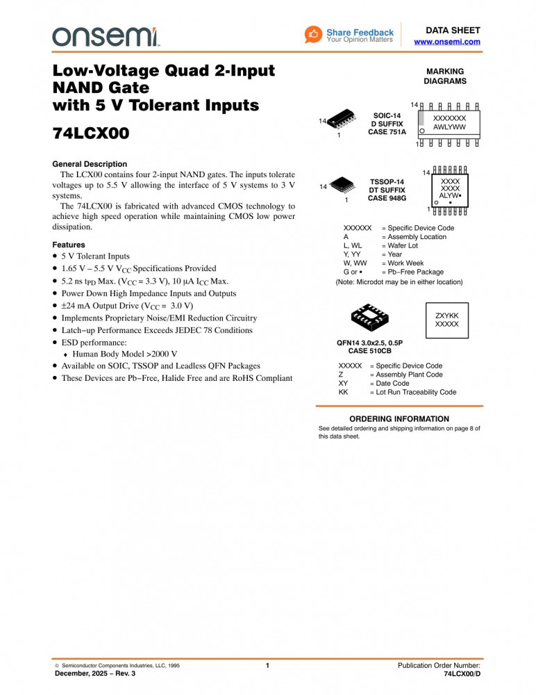 74LCX00 document page 1
