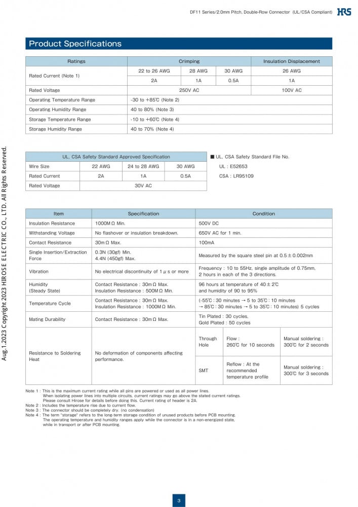 HRS DF11 datasheet page 3