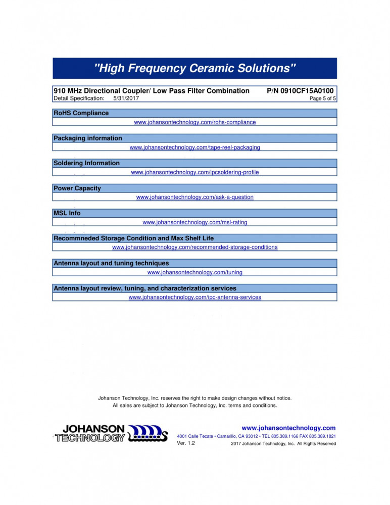0910CF15A0100001E datasheet page 5