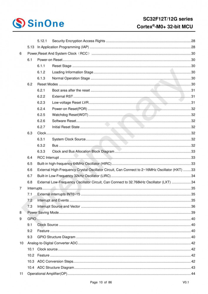 SC32F12 series datasheet page 10