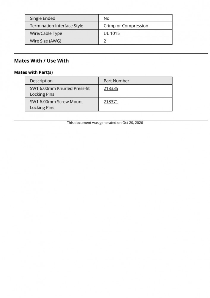 Technical document page 3 for Molex cable assembly