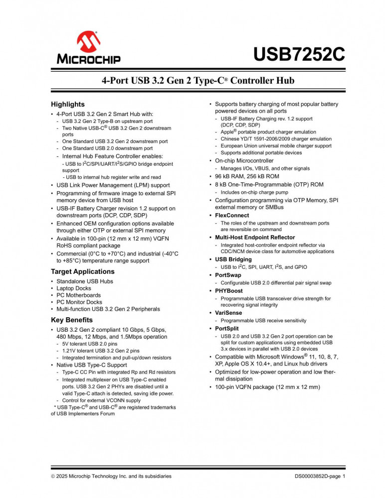 USB7252C technical document page 1