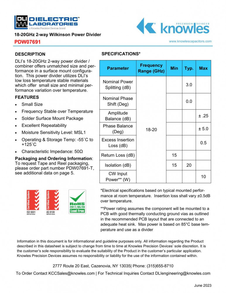 PDW07691-T datasheet page 1