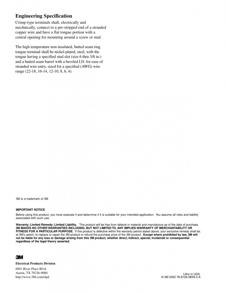 3M Specialty Terminals installation information page 2