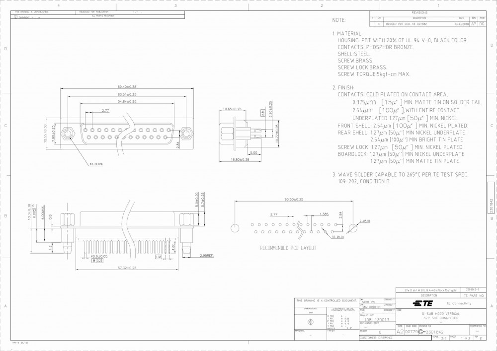 TE Connectivity 2301842-1 drawing page 1