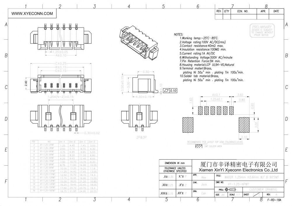 XY-1.25-2PWT technical document page