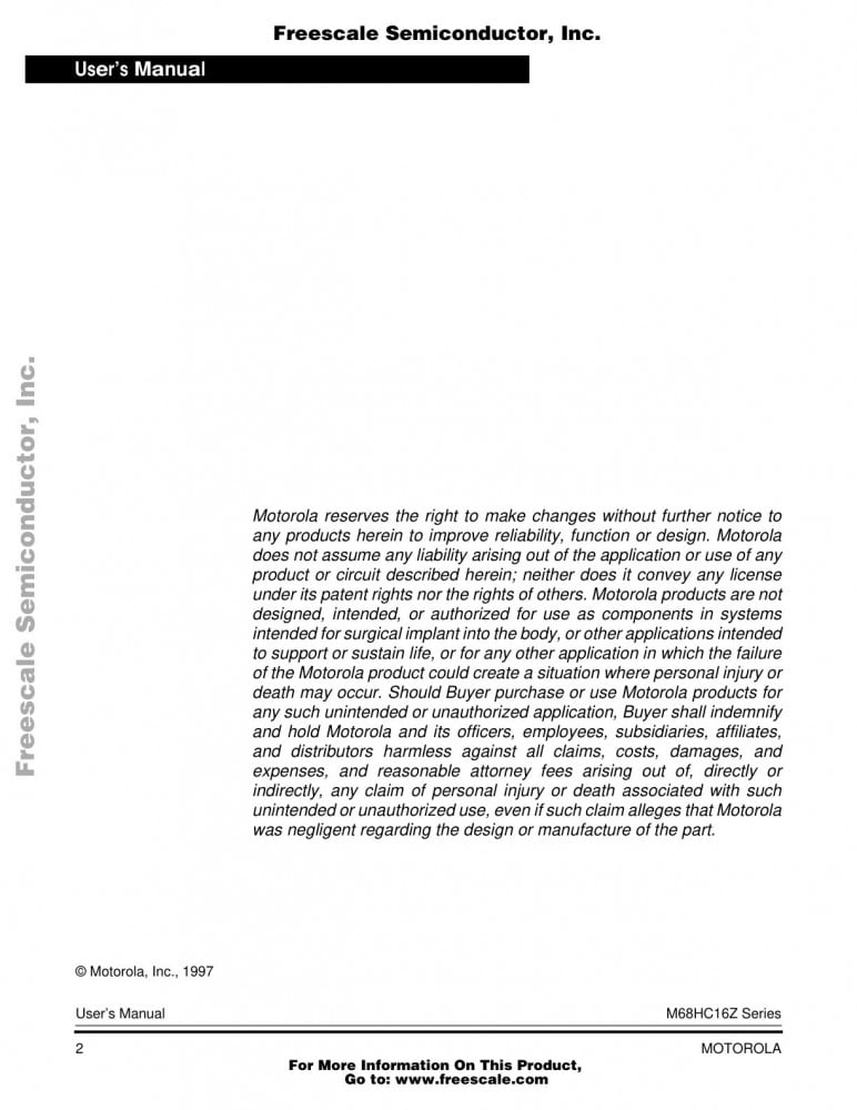 M68HC16Z Series manual page 2