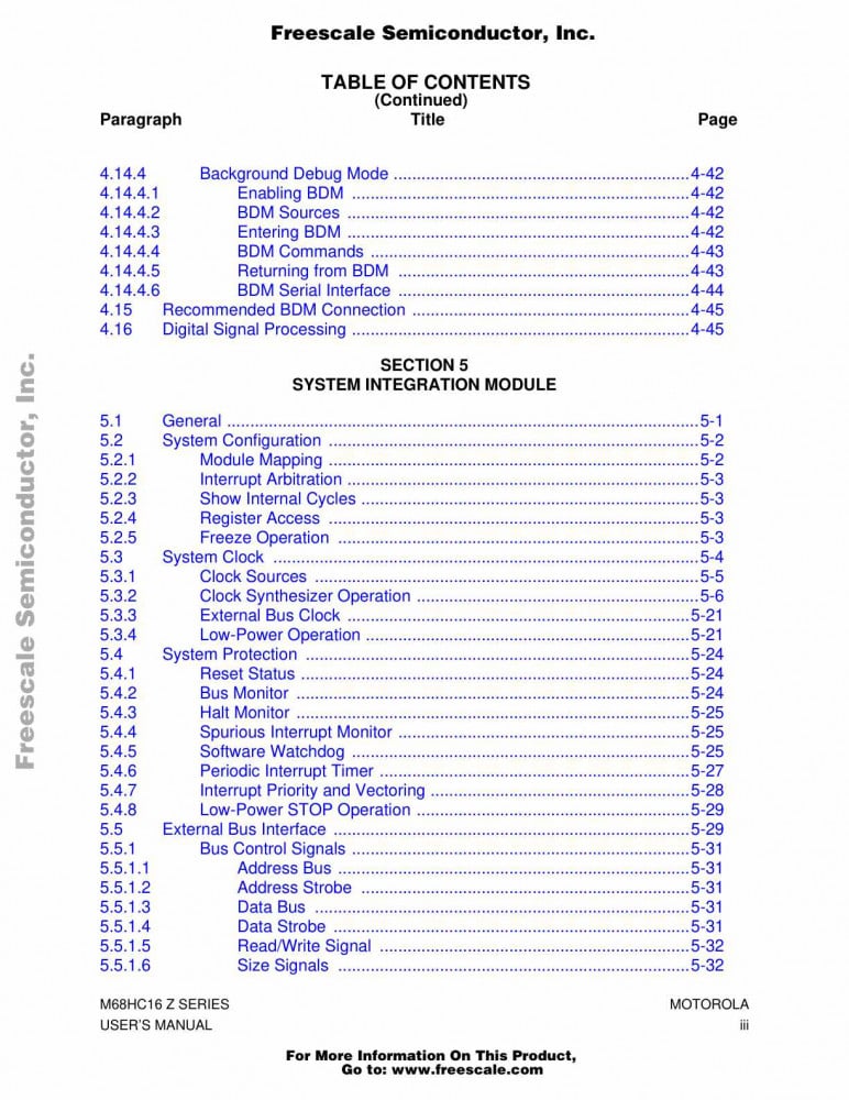 M68HC16Z Series manual page 5