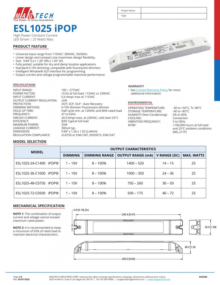 ESL1025-iPOP technical document page 1