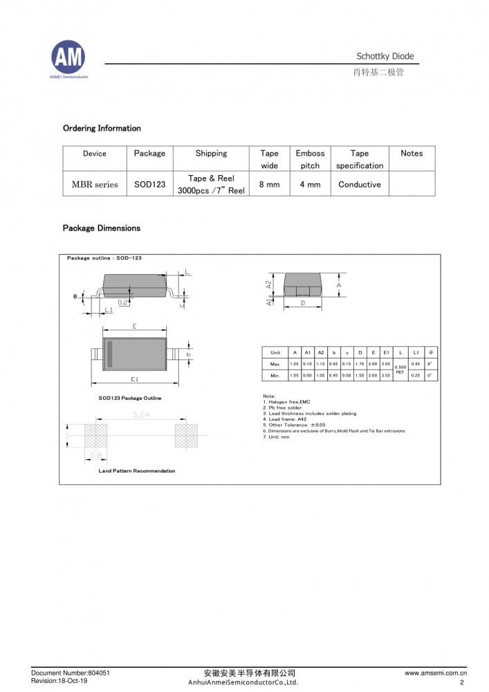 amsem MBR0560 datasheet page 2