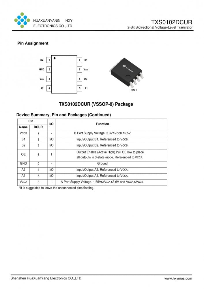 TXS0102DCUR-HXY datasheet page 2