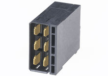 Impact 4 Pair, Right-Angle Power Receptacle, 2 Modules with Left Hold-Down, Press-Fit, LCP, Glass Filled UL94-V0, Black, Tray Packaging, Lead-Free