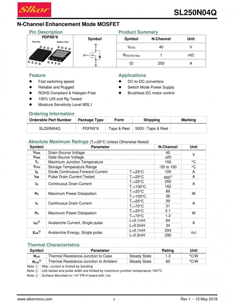 SL250N04Q datasheet page 1