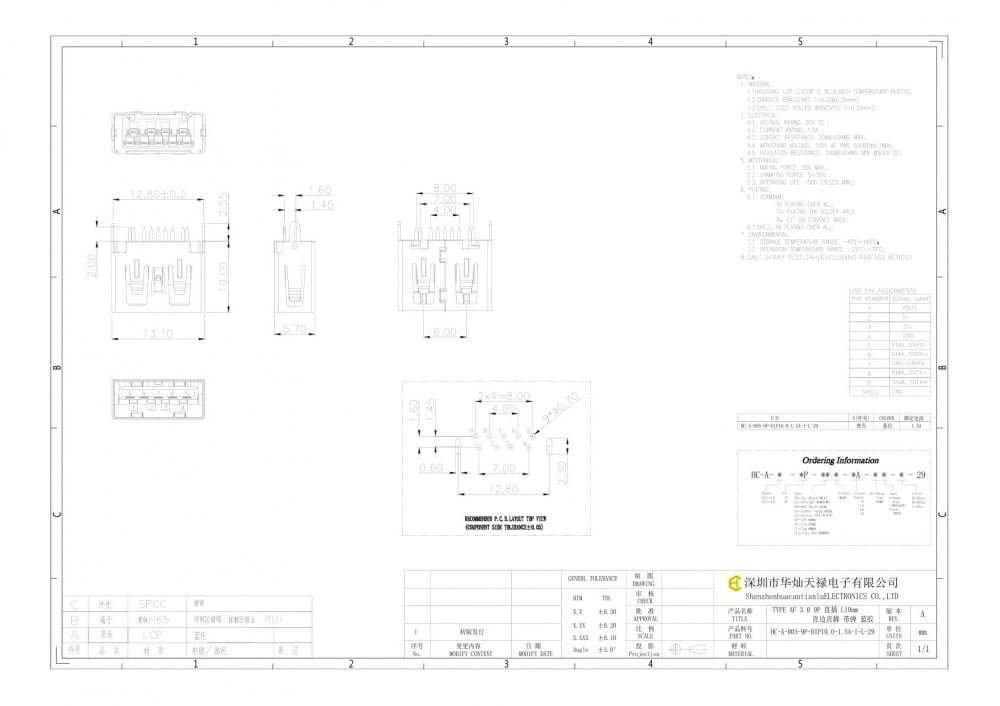 HCTL HC-A-003-9P-DIP10.0-1.5A-I-L-29 technical drawing
