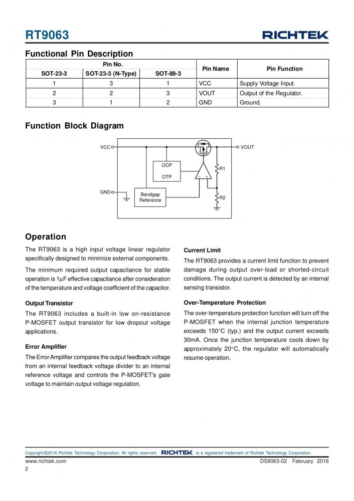 RT9063 datasheet page 2