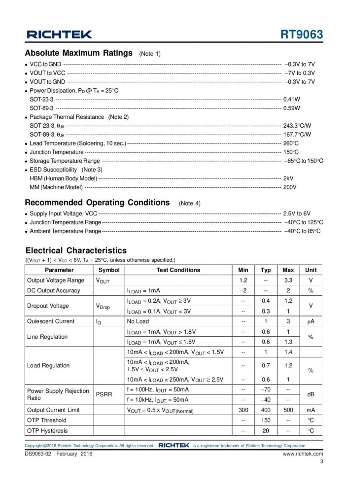 RT9063 datasheet page 3