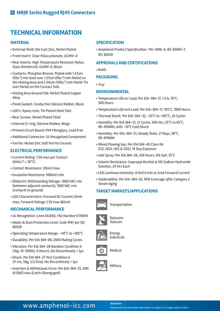 Amphenol MRJR technical document page 2