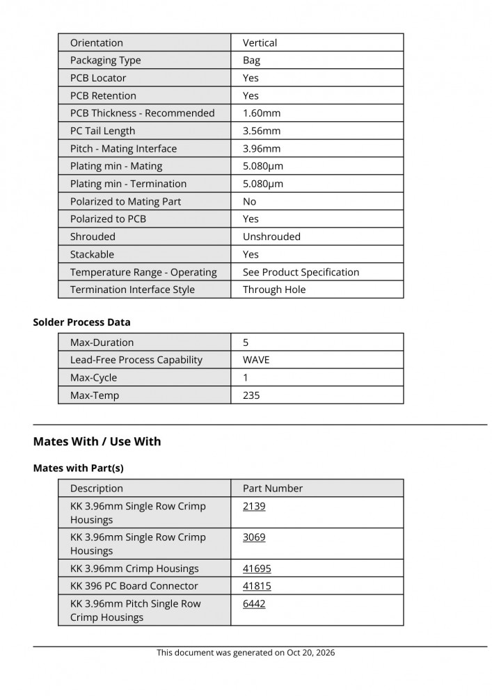 MOLEX 26606040 product documentation, page 3
