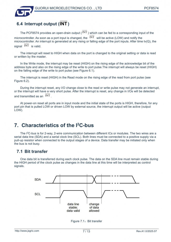 PCF8574 datasheet page 7